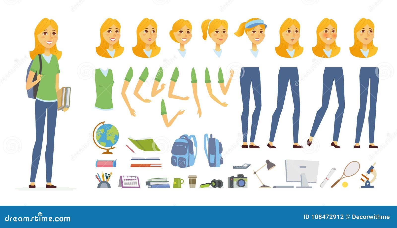 Student - Vector Cartoon People Character Constructor Stock Vector ...