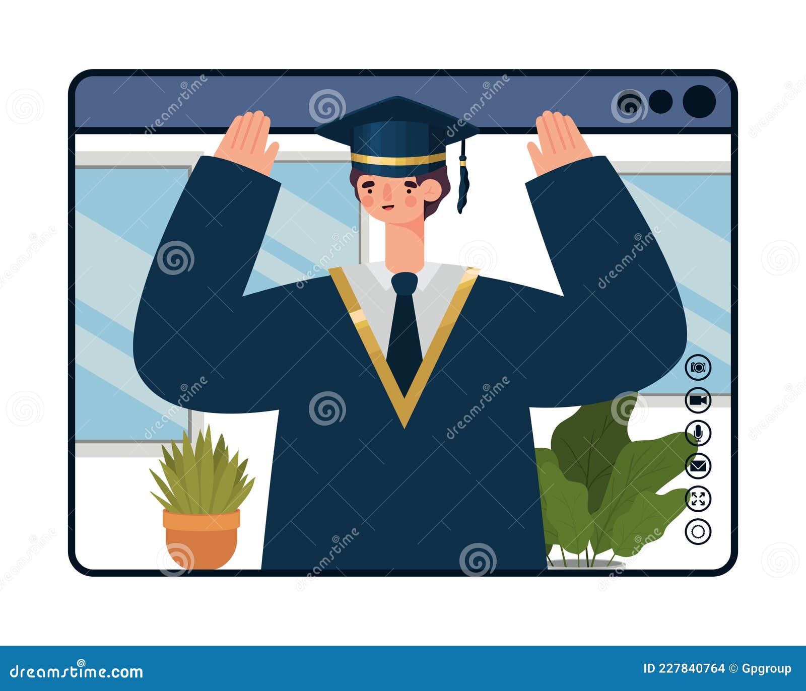 Student in Virtual Graduation Stock Vector - Illustration of ...