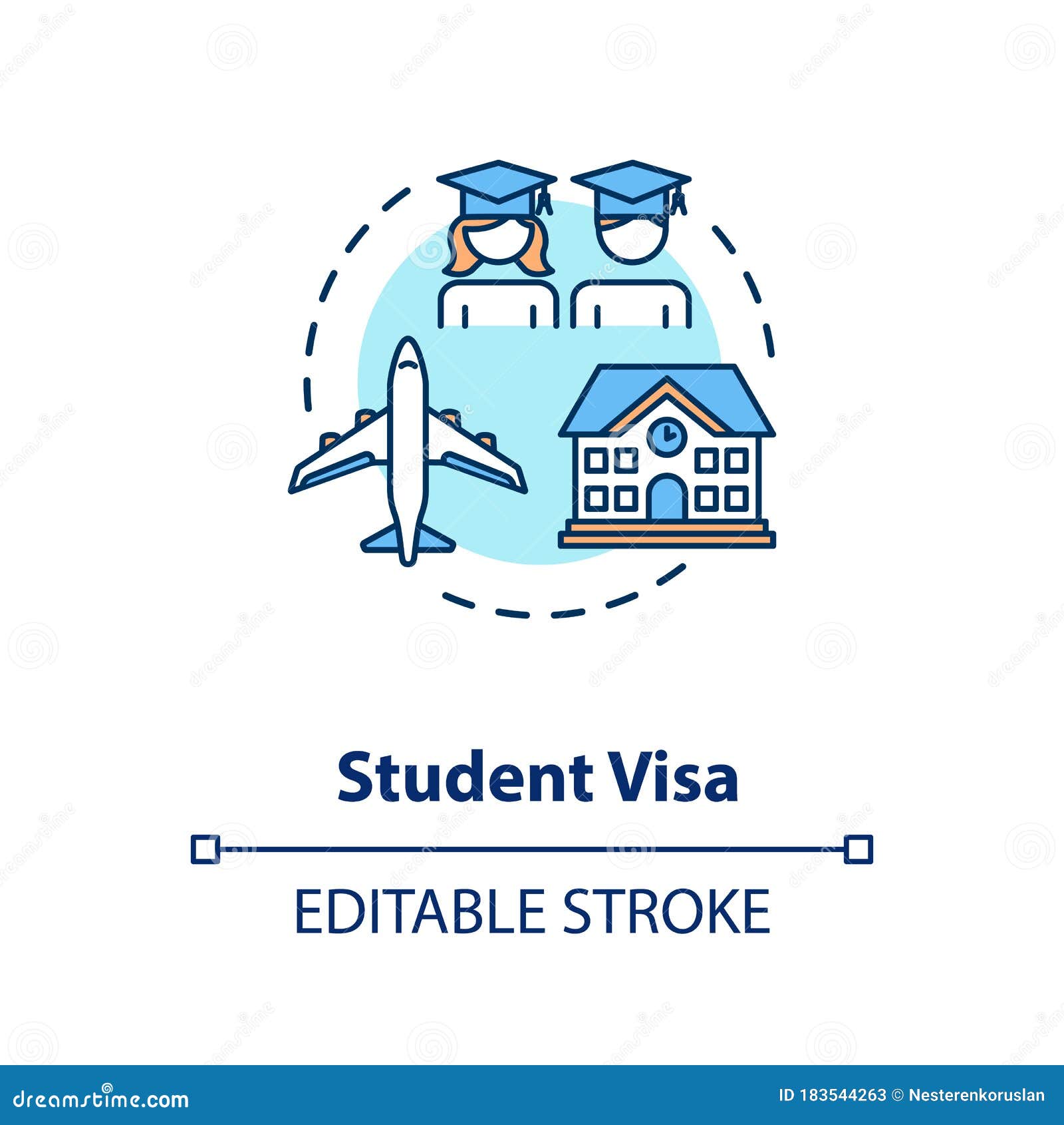 Student visa concept icon stock vector. Illustration of agency - 183544263