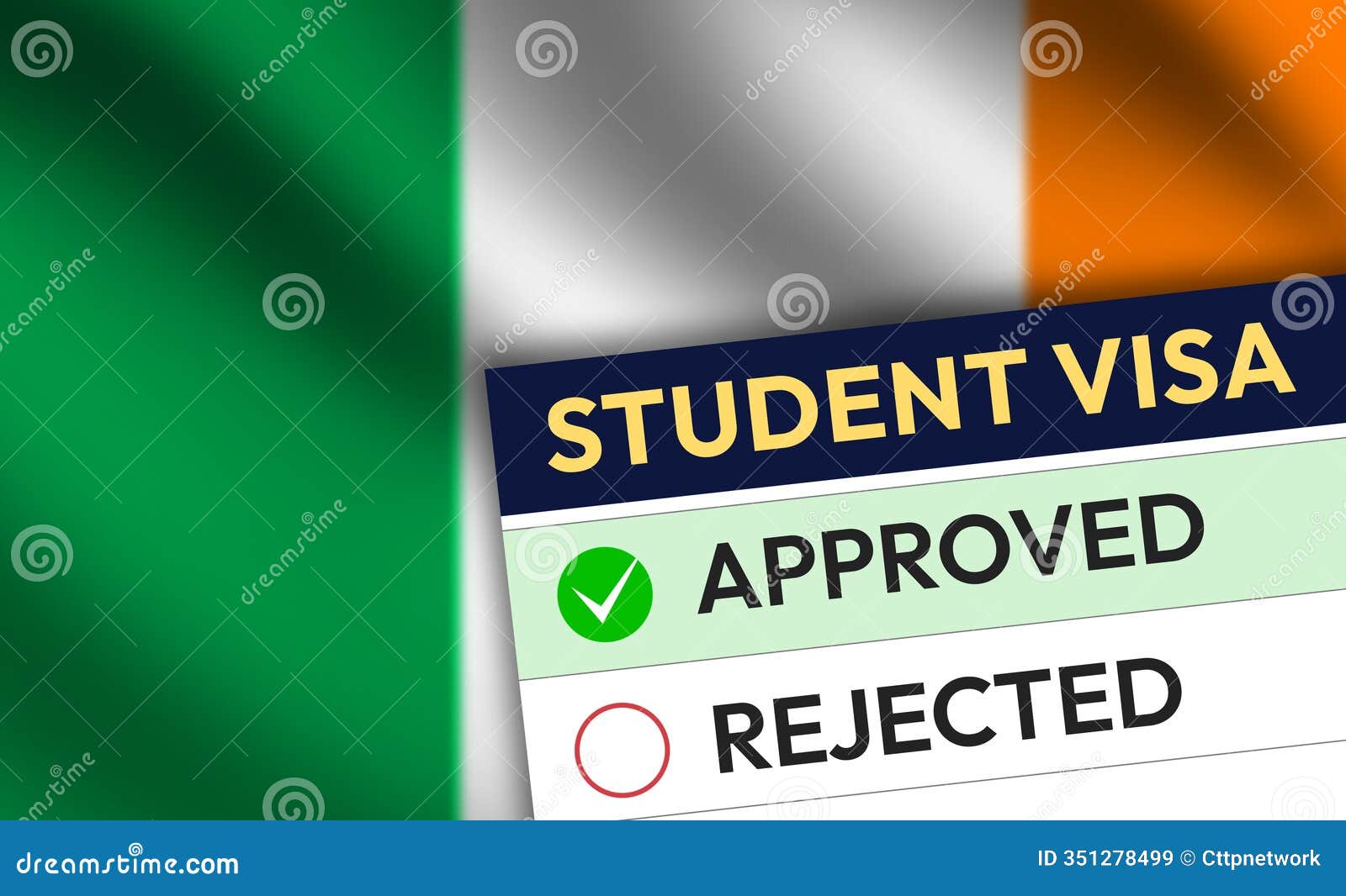 Student Visa for Ireland Approved Paper and Waving Flag in the Backdrop ...