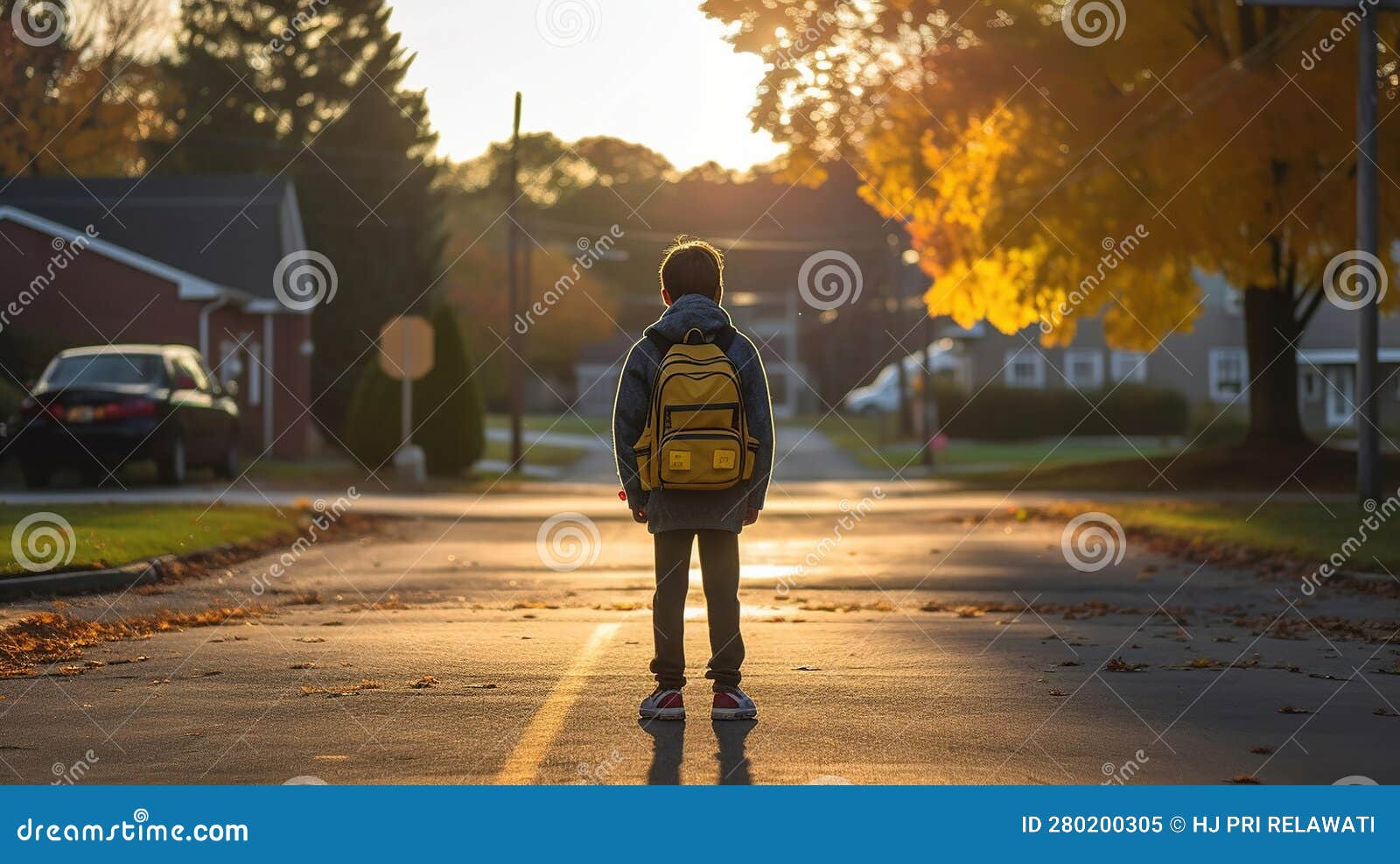 Student Waiting for the Arrival of the School Bus To Go To School ...