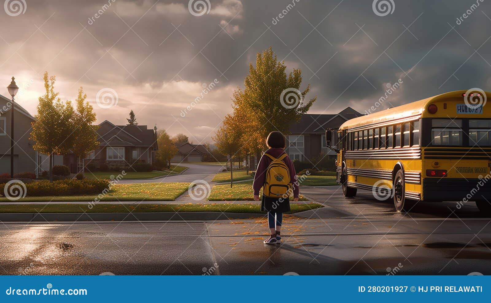 Student Waiting for the Arrival of the School Bus To Go To School ...