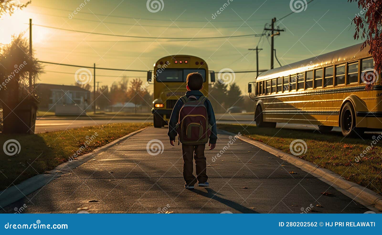 Student Waiting for the Arrival of the School Bus To Go To School ...