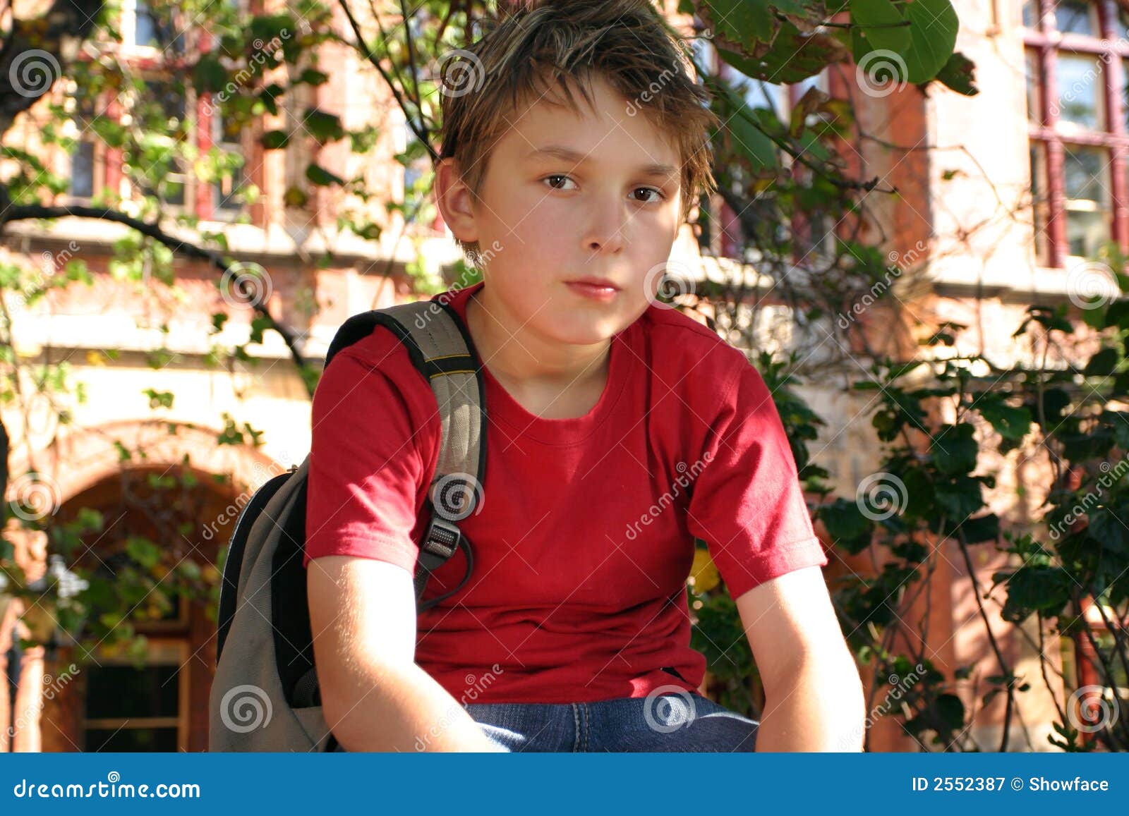 Student Waiting Outside School Stock Image - Image of scholastic ...