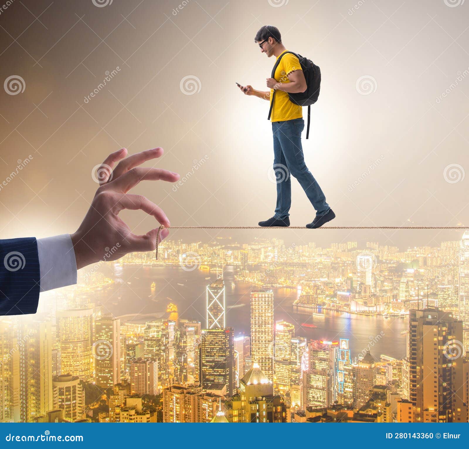 Student Walking on Tight Rope Stock Illustration - Illustration of ...
