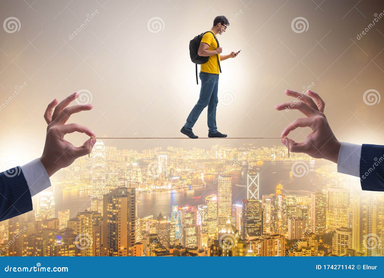 Student Walking on Tight Rope Stock Photo - Image of concept ...
