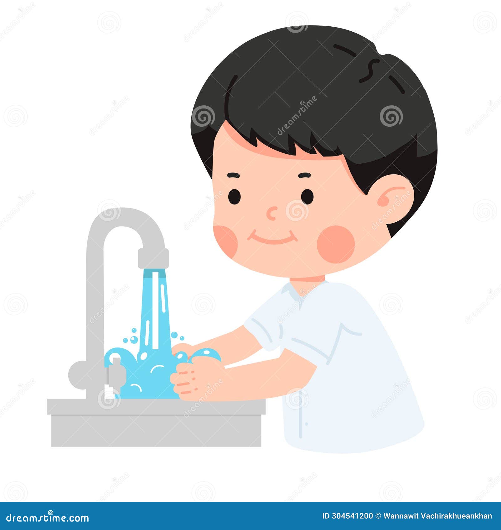 Student Washing Hands in Sink Cartoon Stock Vector - Illustration of ...