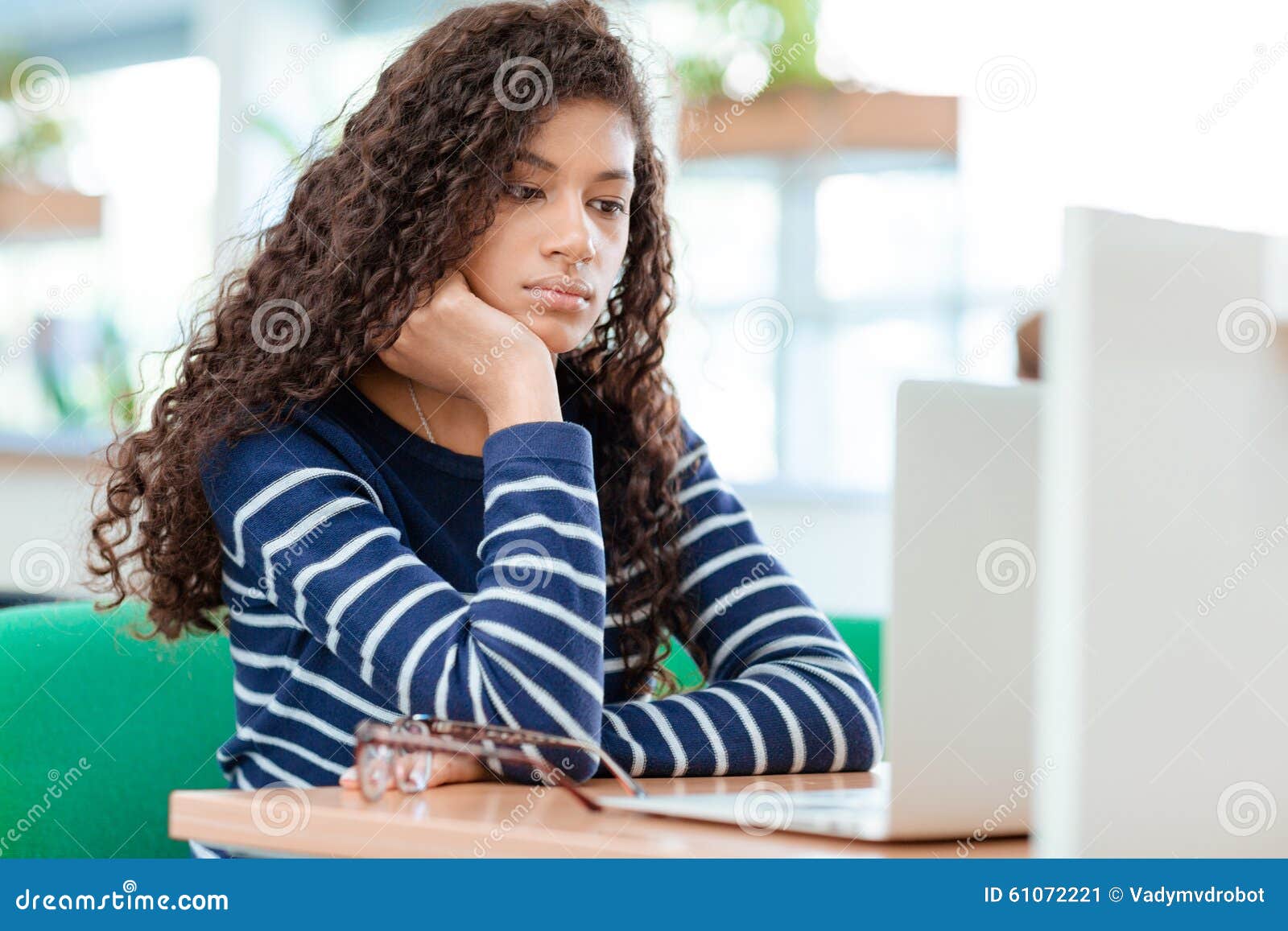 Student Watching Something on Laptop Computer Stock Image - Image of ...