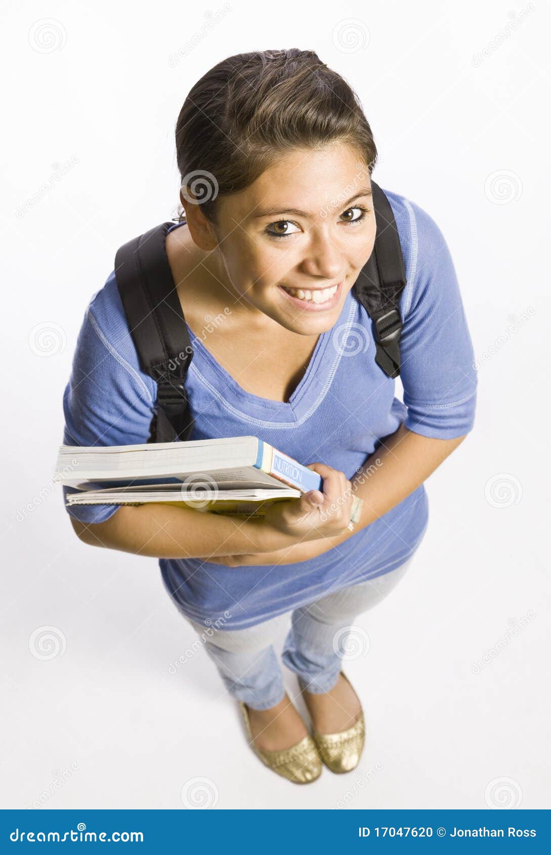 Student Wearing Backpack Carrying Books Stock Photo - Image of teenager ...