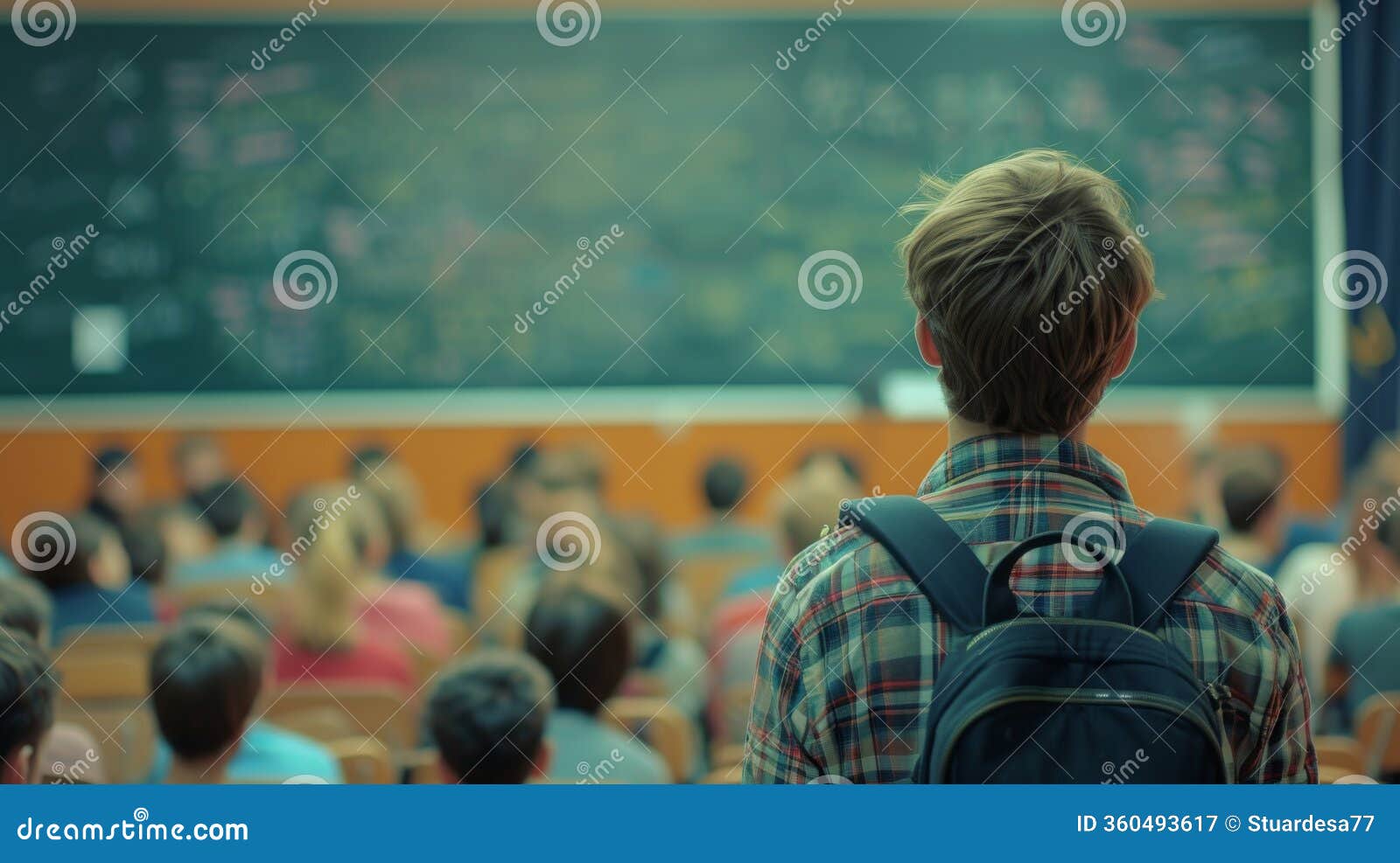 Student Wearing a Backpack in a Classroom Stock Image - Image of ...