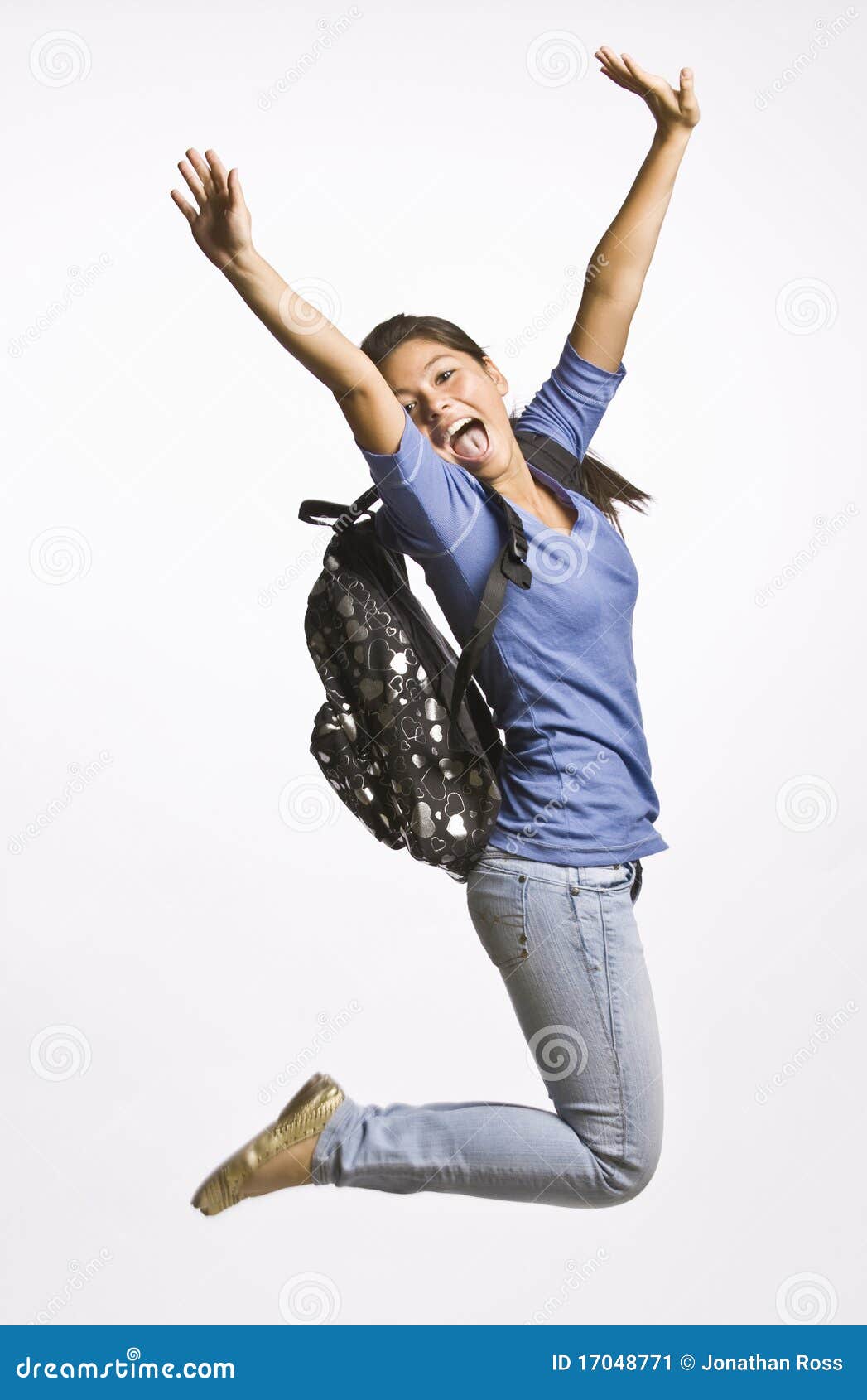 Student Wearing Backpack Jumping Stock Image - Image of liberty ...