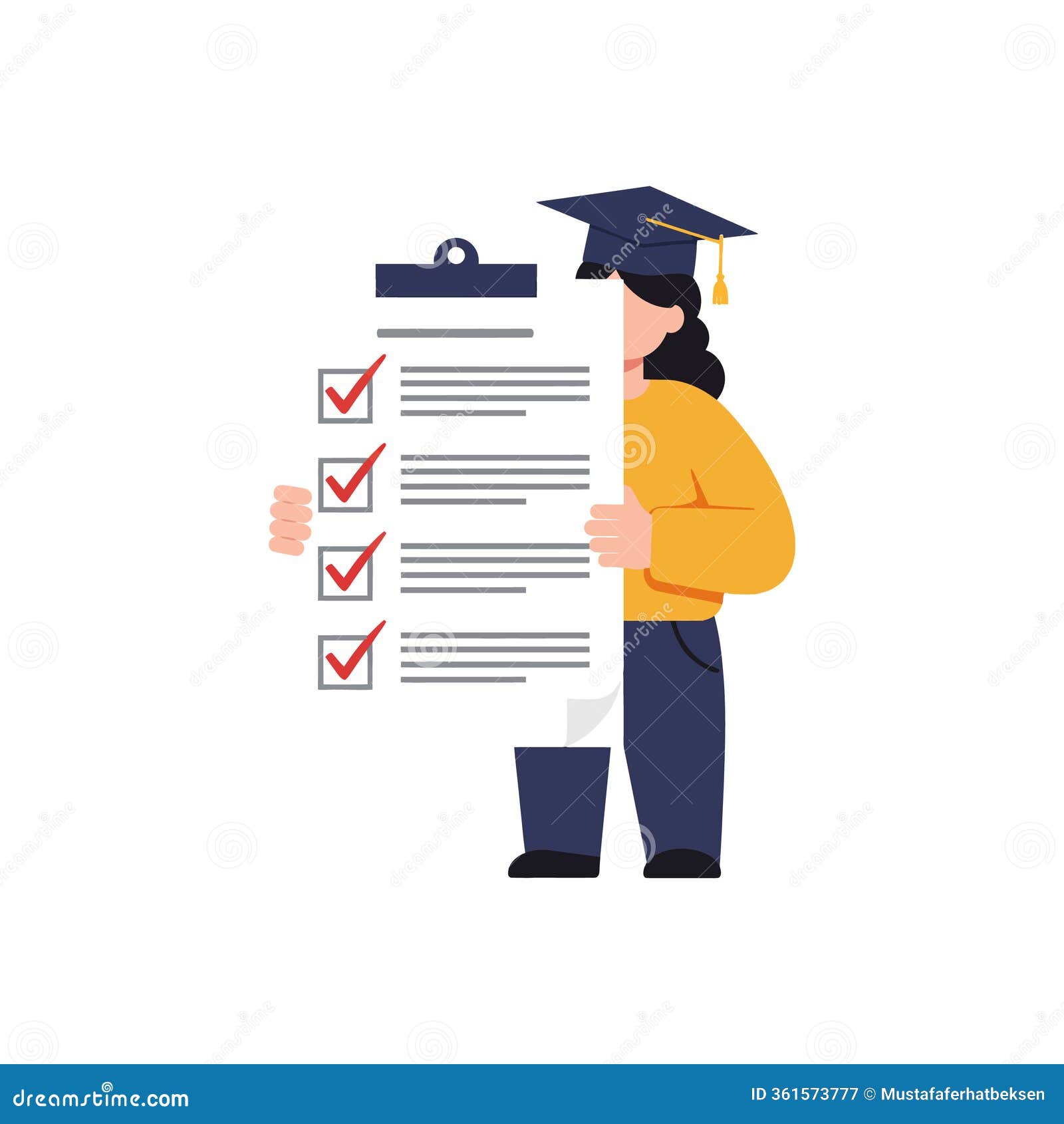 Student Wearing Graduation Cap Holding Checklist with Completed Tasks ...
