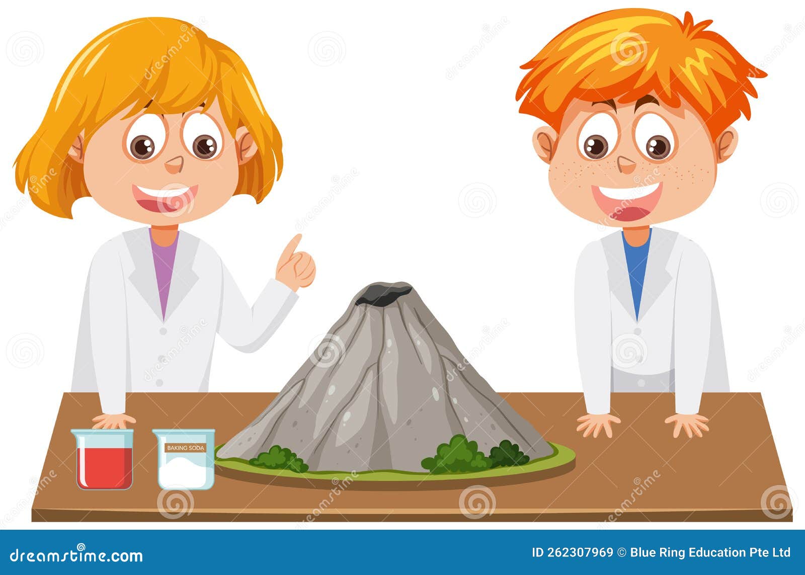 Student Wearing Lab Gown Experiment Volcano Eruption Stock Vector ...