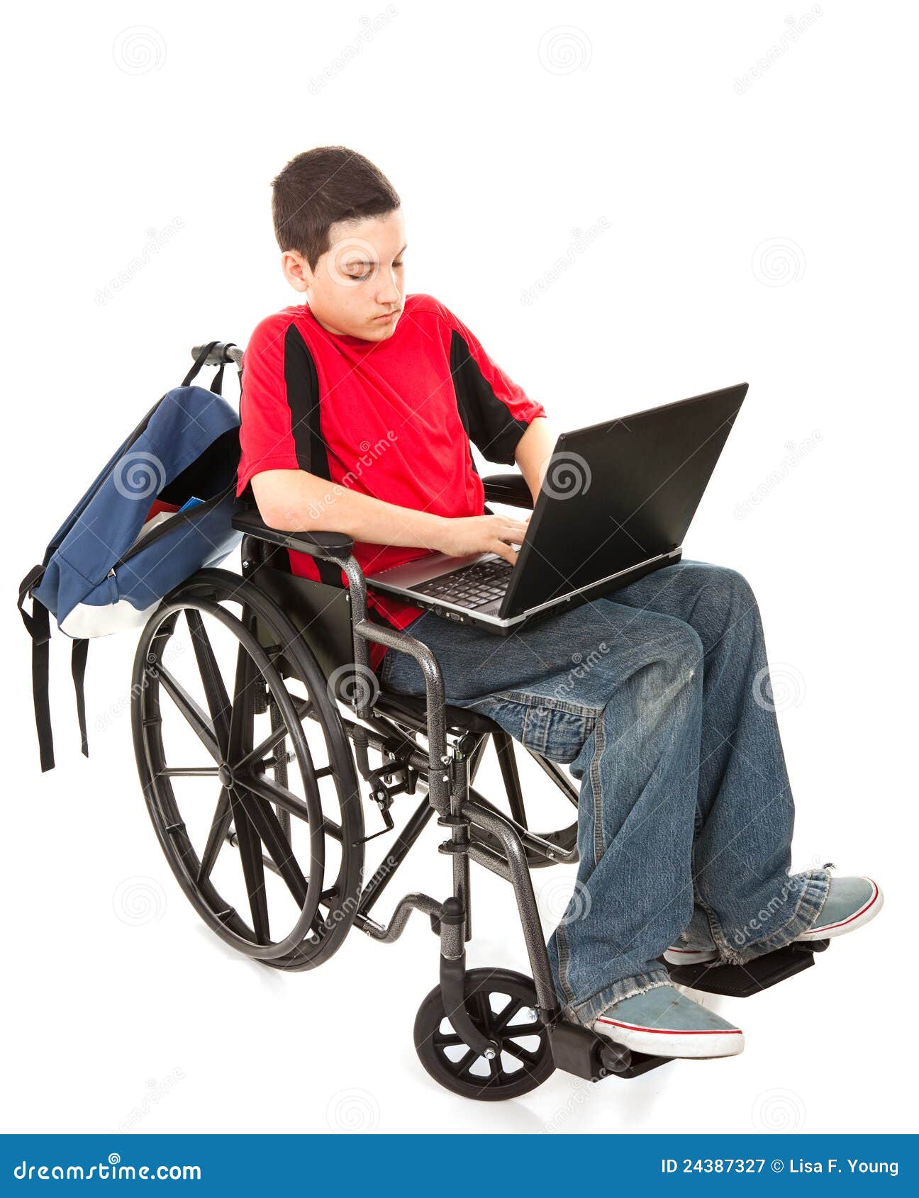 Student in Wheelchair with Laptop Stock Image - Image of handicapped ...
