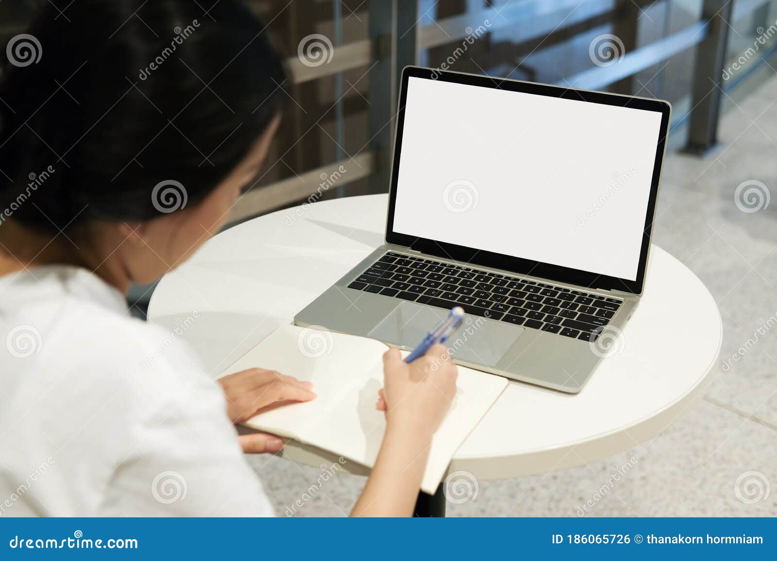 Student and White Screen Laptop Computer Stock Photo - Image of ...