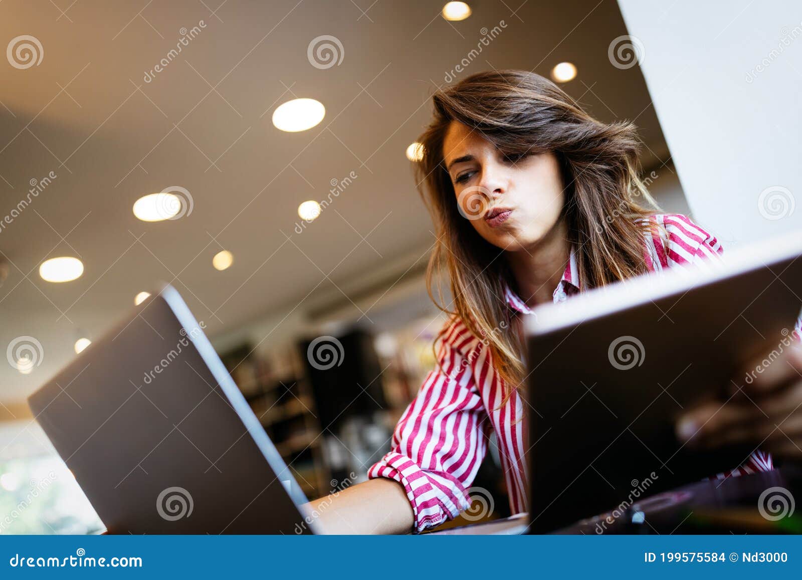 Student Woman Finding it Difficult at Study and Comprehend Scool Tasks ...