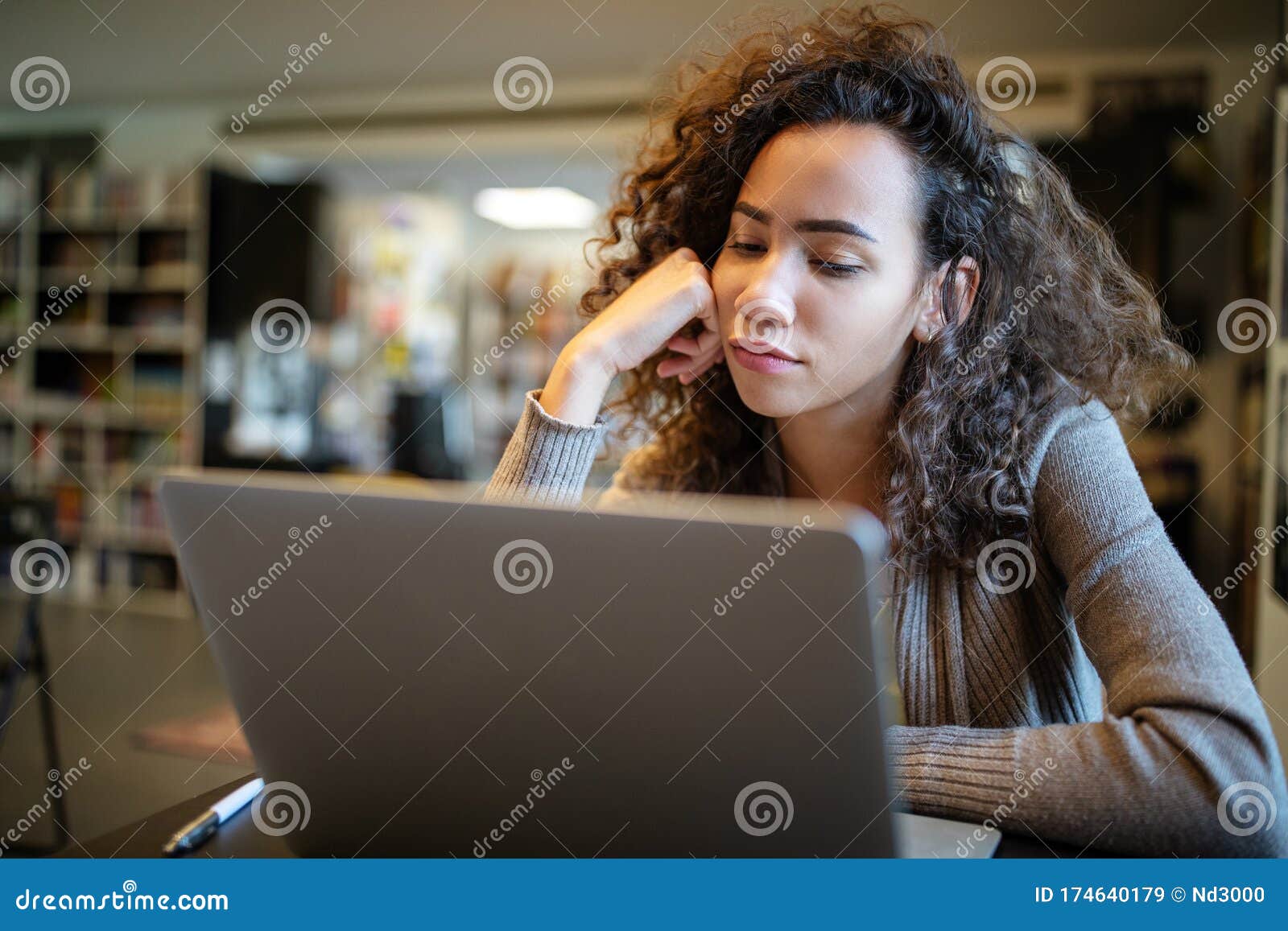 Student Woman Finding it Difficult at Study and Comprehend Scool Tasks ...