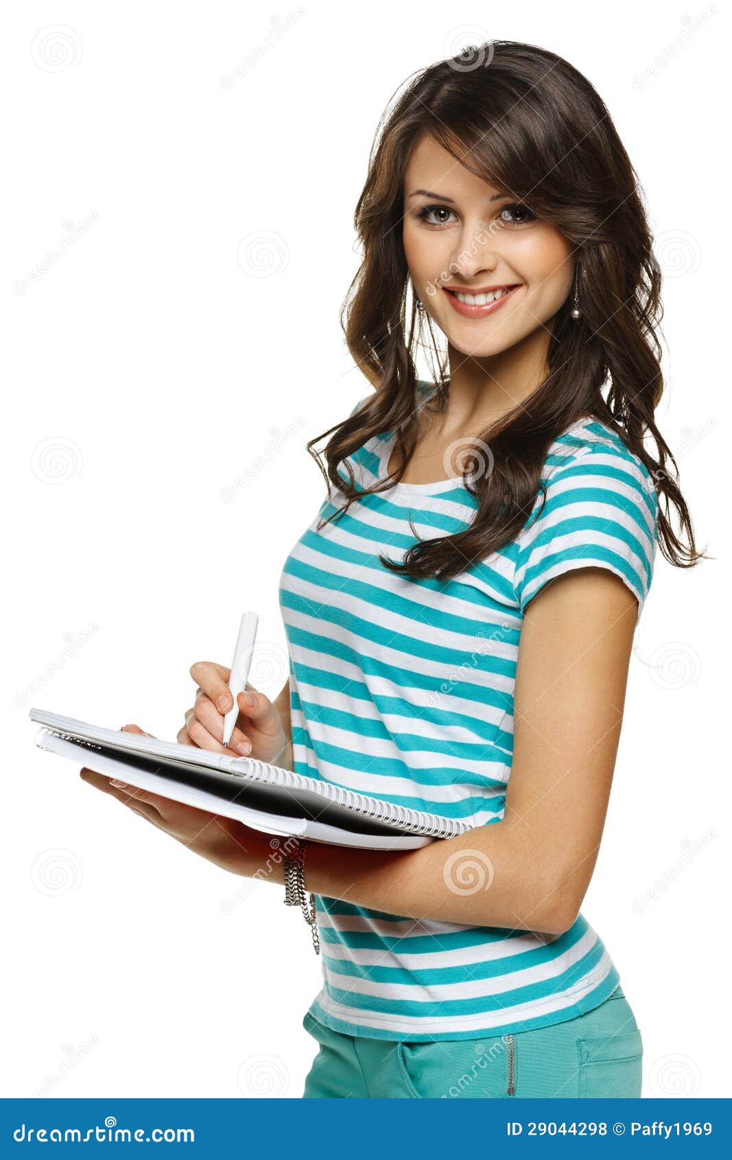 Student Woman Making Notes in the Notebook Stock Photo - Image of book ...