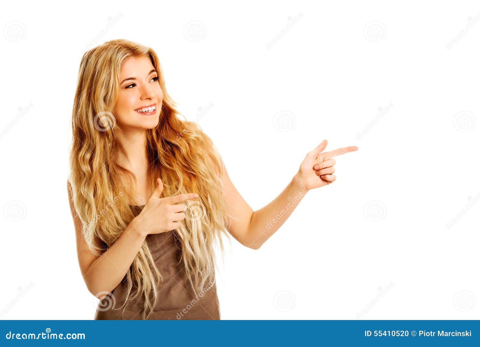 Student Woman Pointing To the Right Stock Photo - Image of smile ...