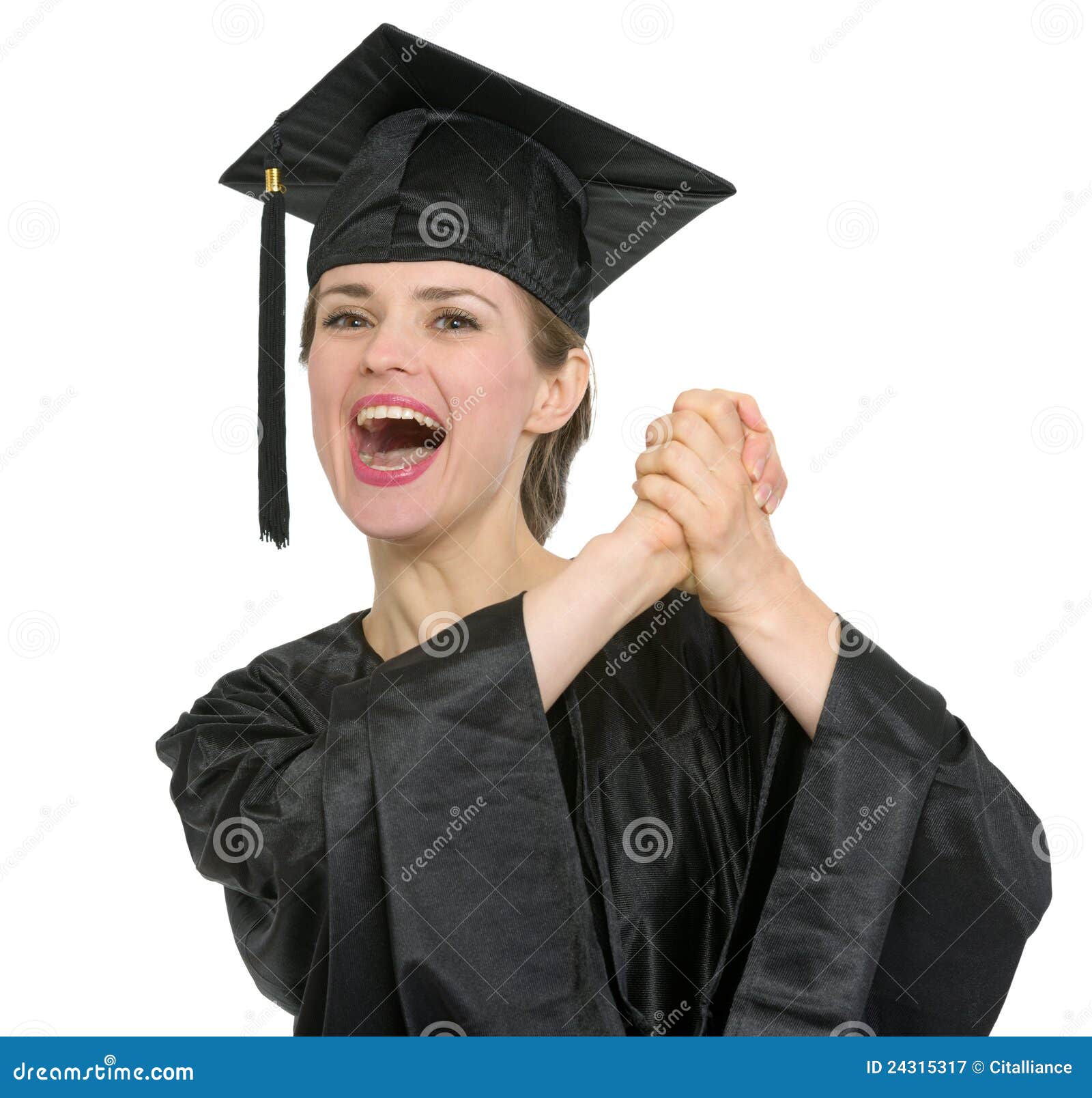 Student Woman Rejoicing Graduation Isolated Stock Image - Image of ...