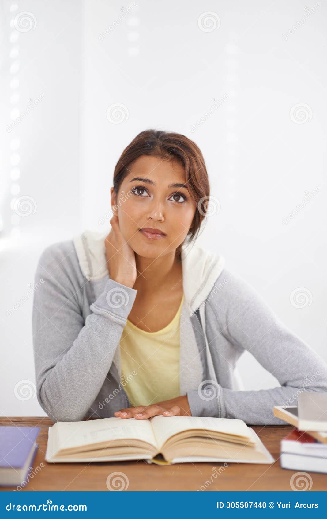 Student, Woman and Thinking with Books for Learning, Knowledge or ...