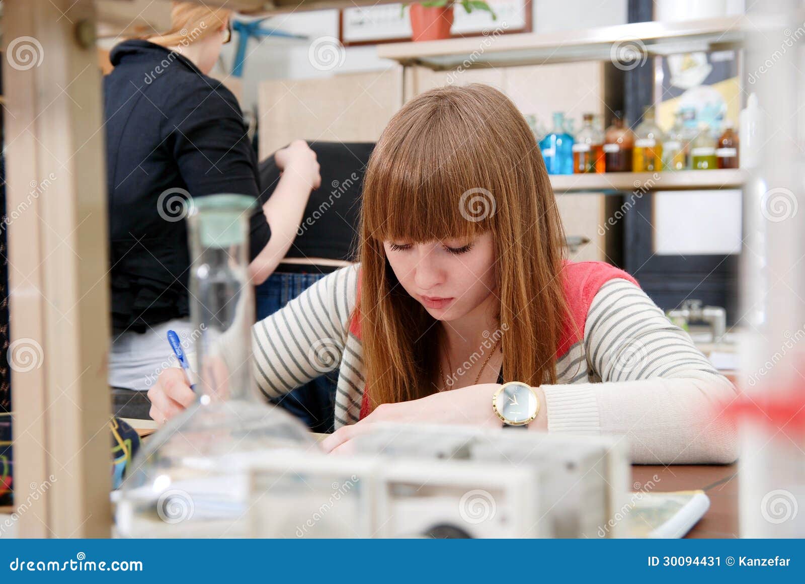 A Student at Work in Laboratory of Chemistry Studies Stock Image ...