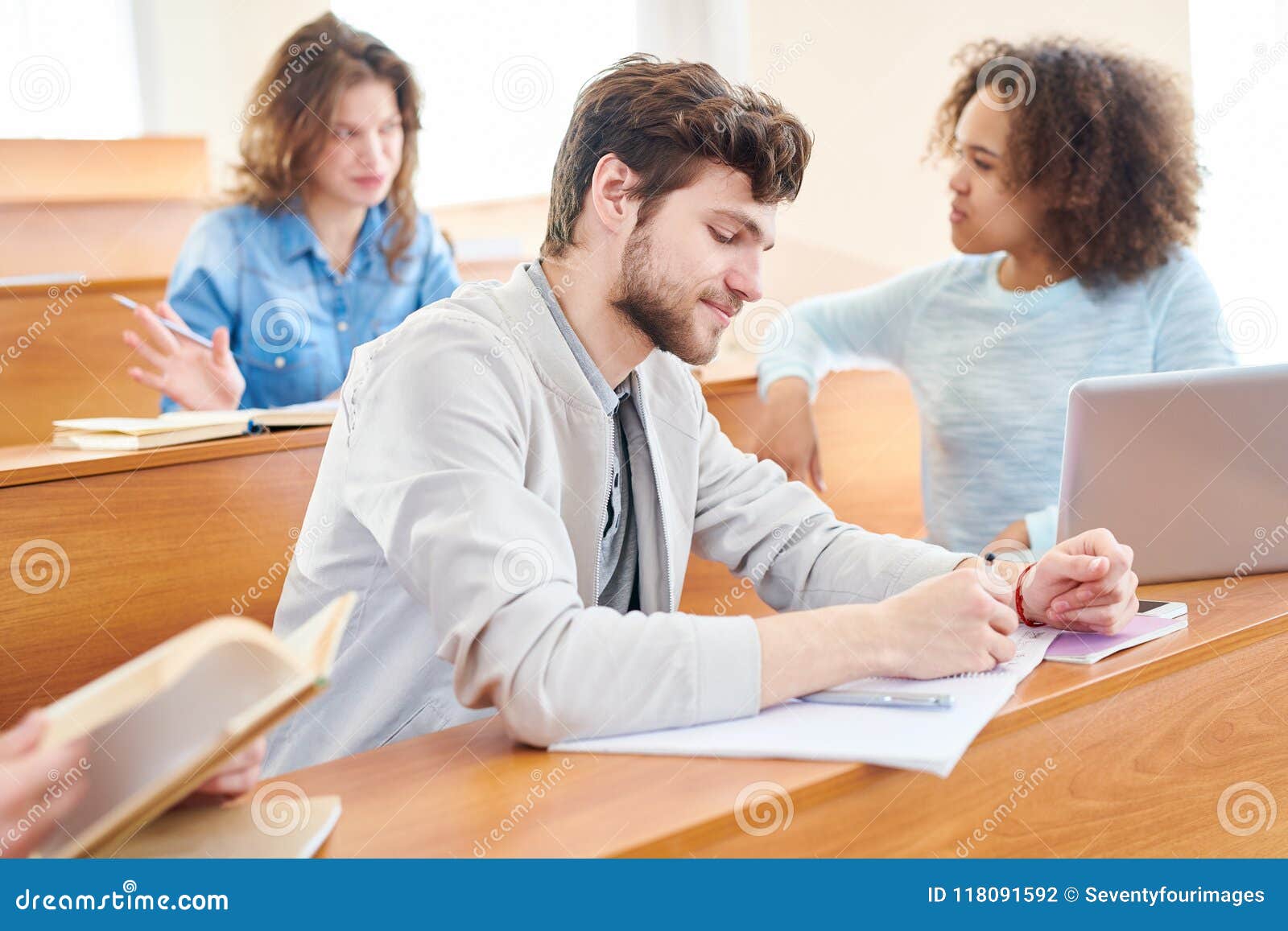 Student at work stock photo. Image of group, study, university - 118091592