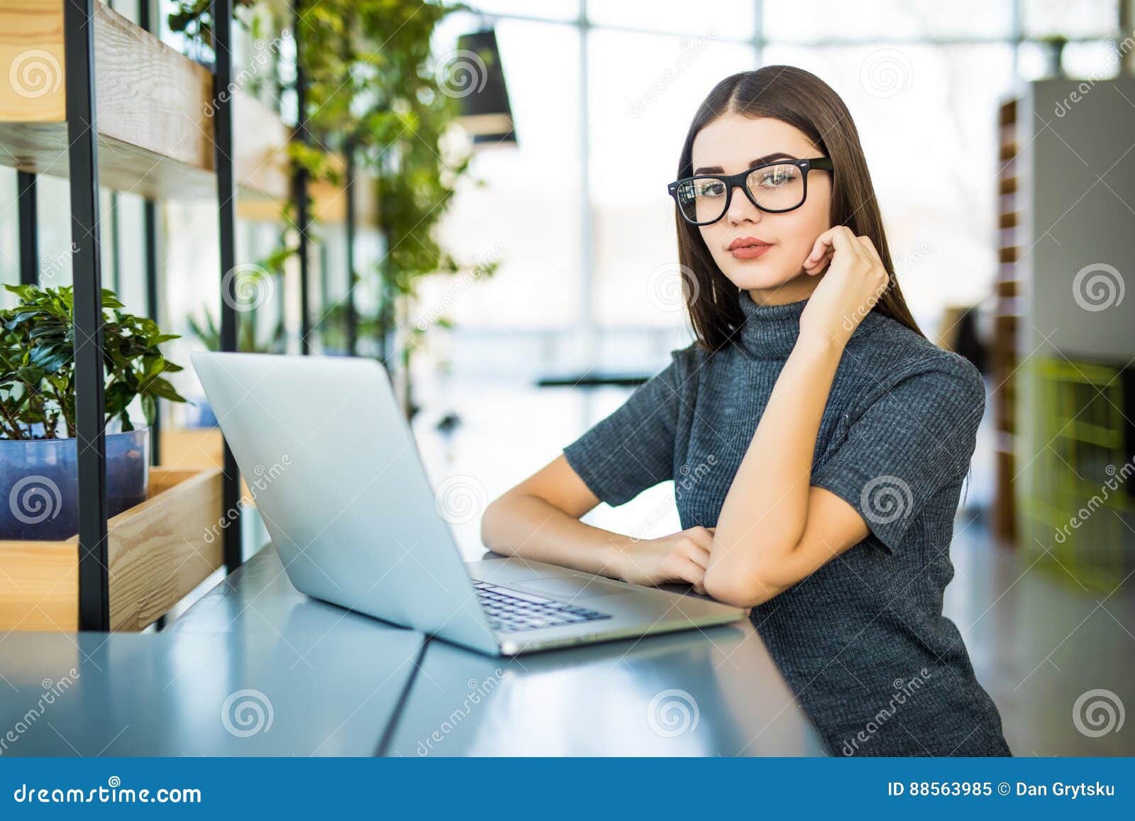 Student Work Process Concept. Woman Working University Project with ...