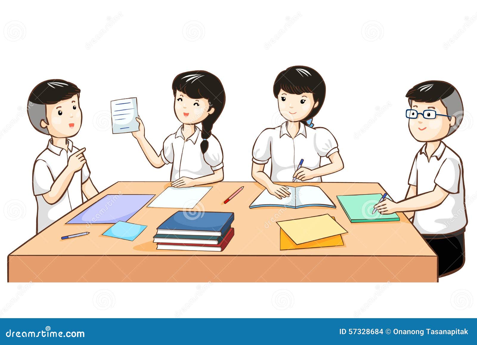 Student Work Together In Group Stock Vector - Image: 57328684