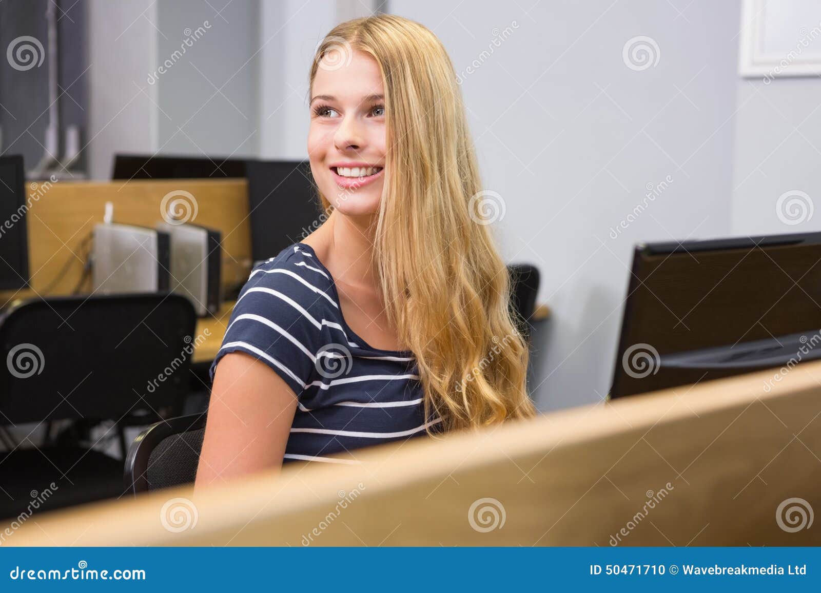 Student Working on Computer in Classroom Stock Photo - Image of school ...