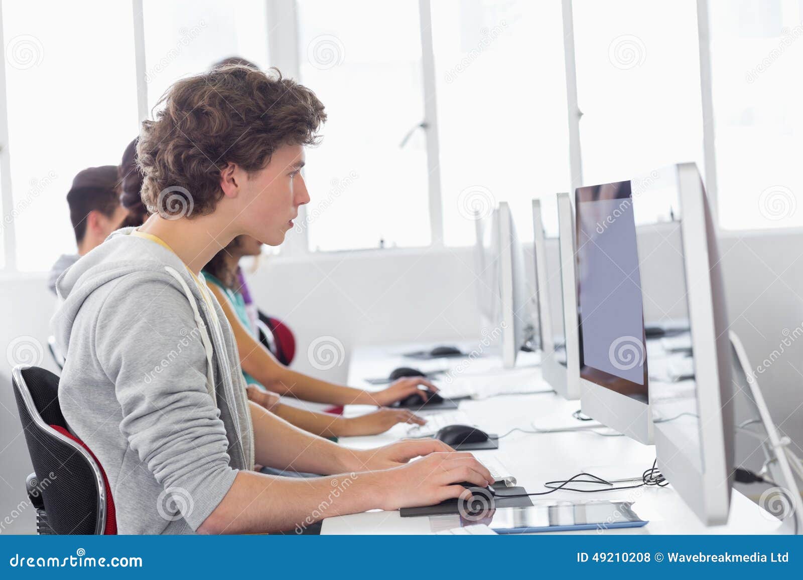 Student Working in Computer Room Stock Photo - Image of designer, class ...