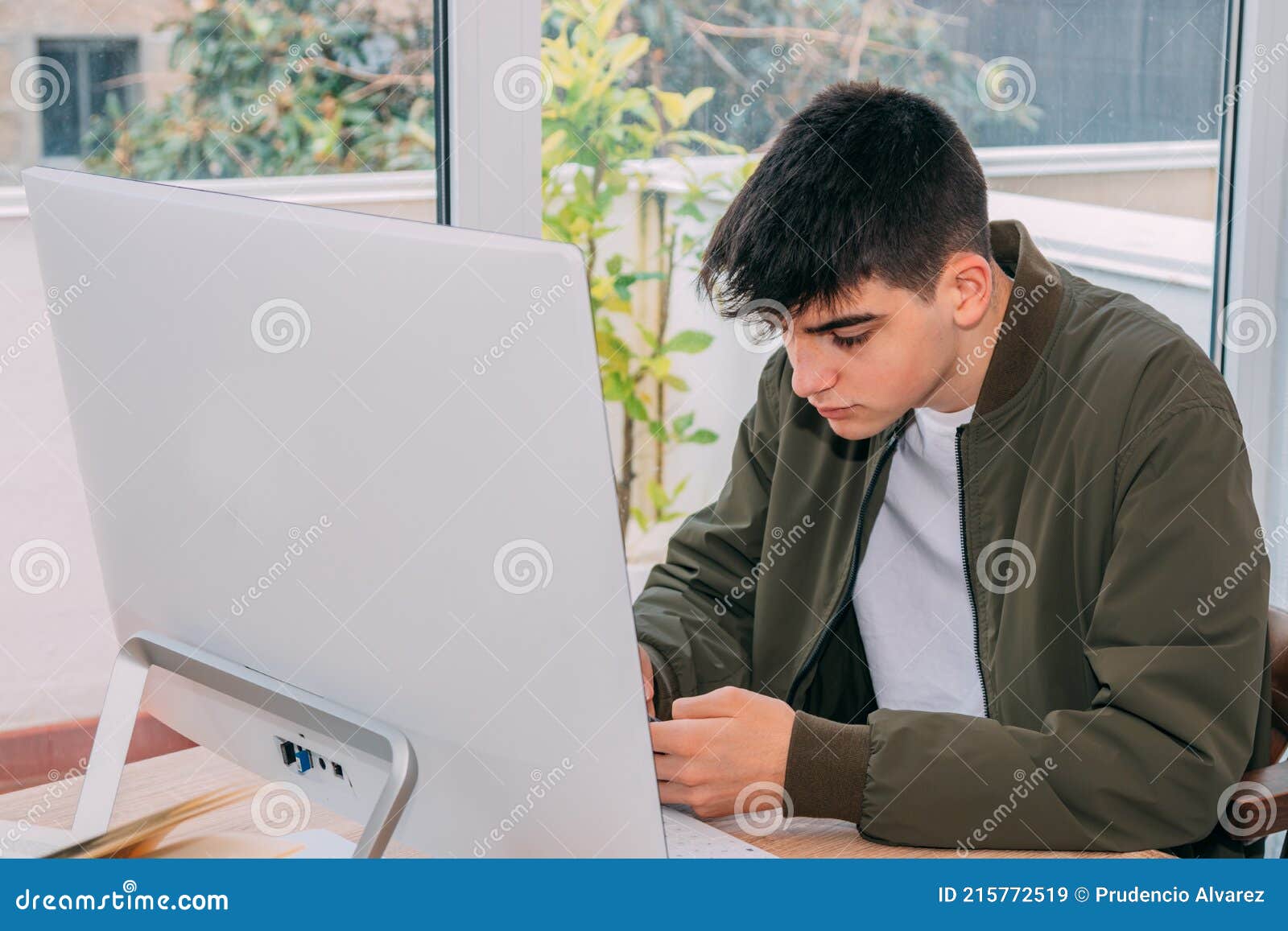 Student Working with Computer Stock Image - Image of remote, internet ...
