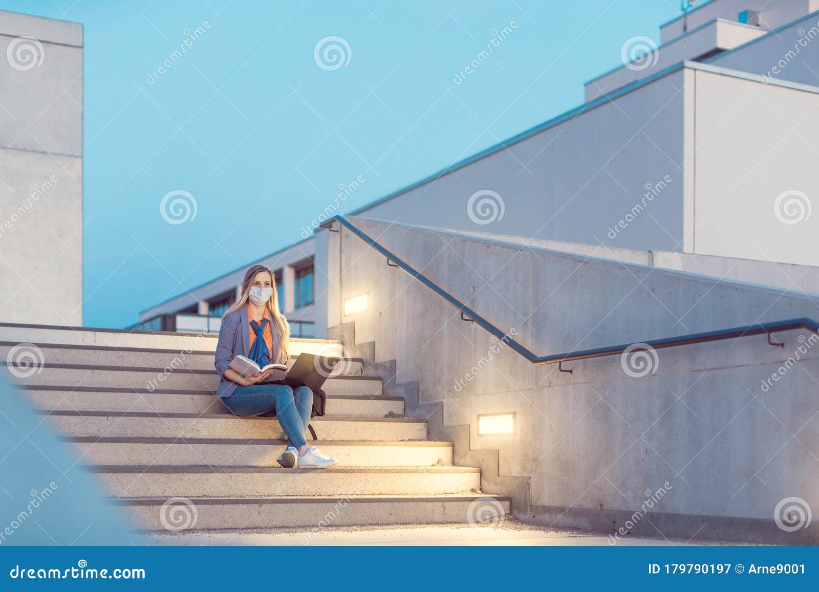 Student Working during Coronavirus Lockdown on University Campus Stock ...