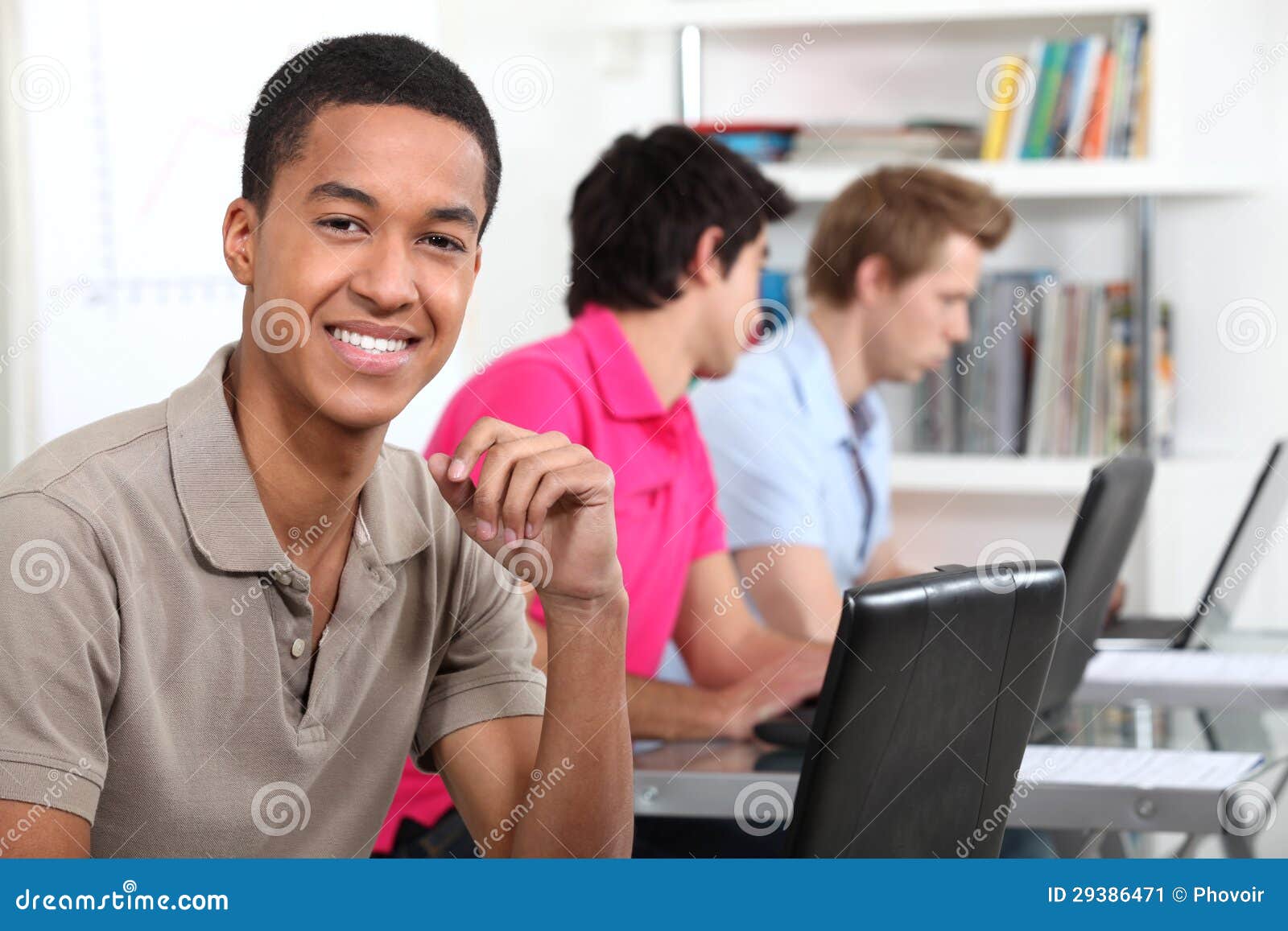 Student Working on His Laptop Stock Image - Image of connection ...