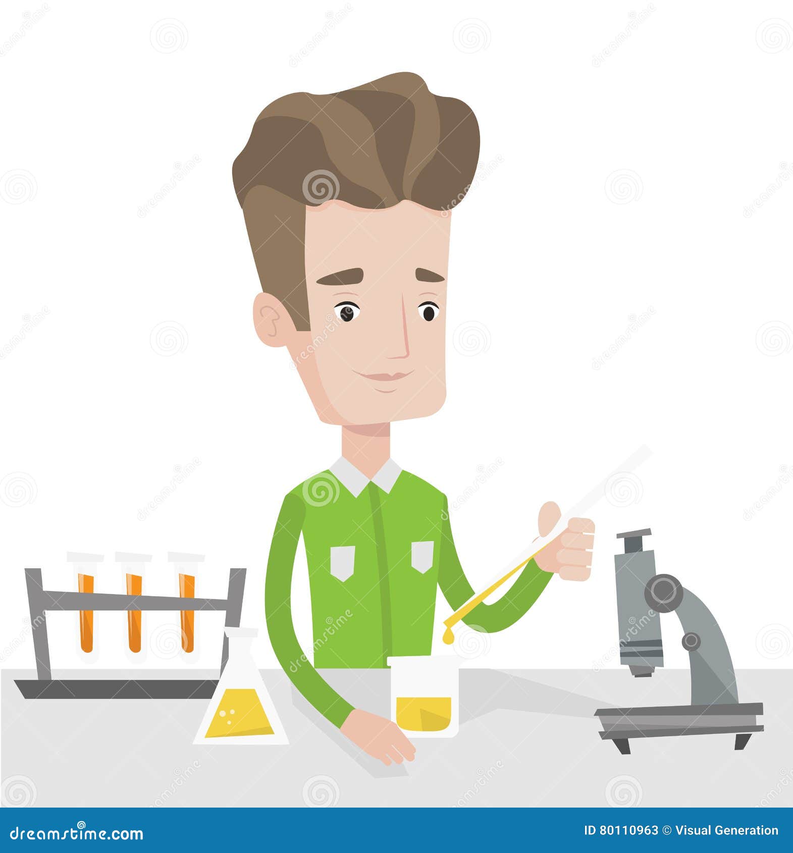 Student Working at Laboratory Class. Stock Vector - Illustration of ...