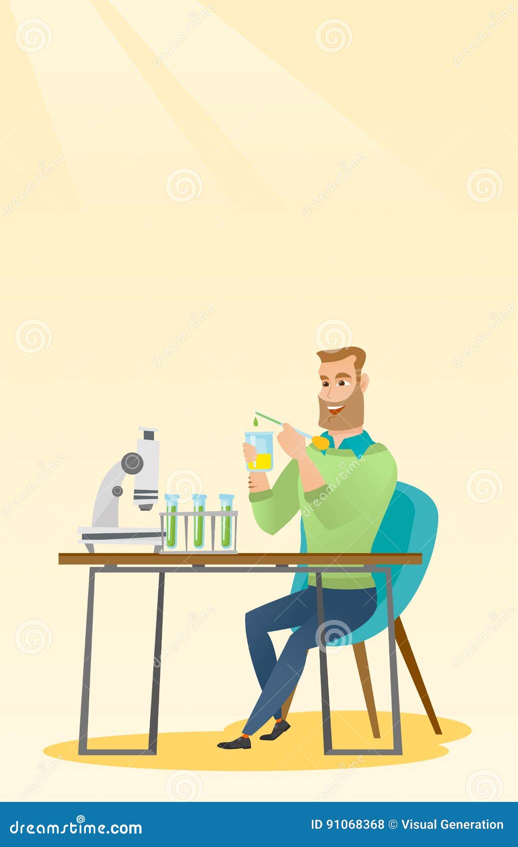 Student Working at Laboratory Class. Stock Vector - Illustration of ...