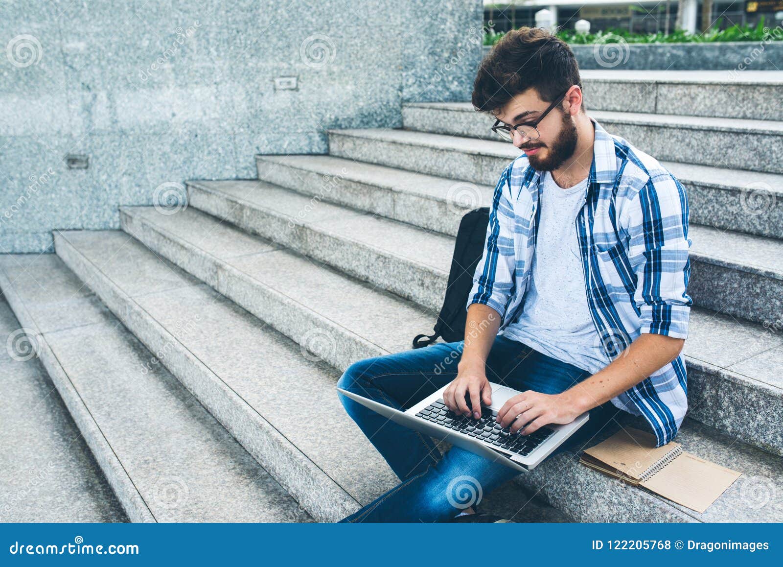 Student working on laptop stock photo. Image of university - 122205768