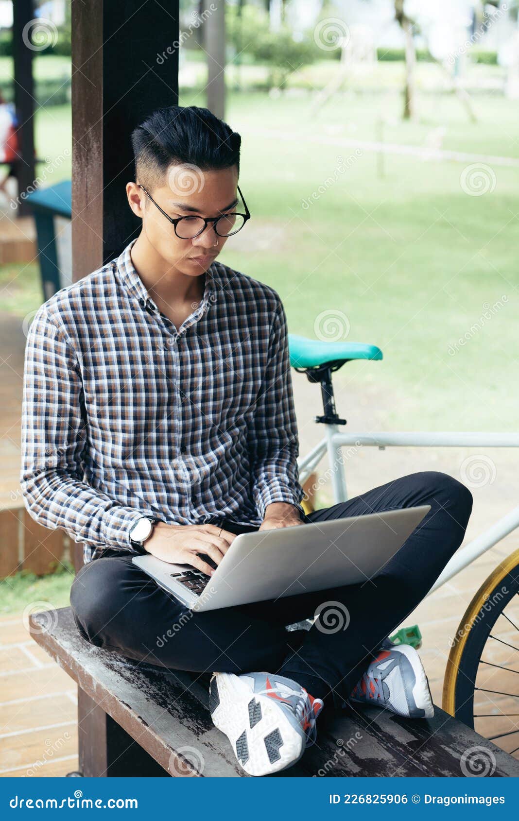 It Student Working on Laptop Stock Photo - Image of outdoors, male ...