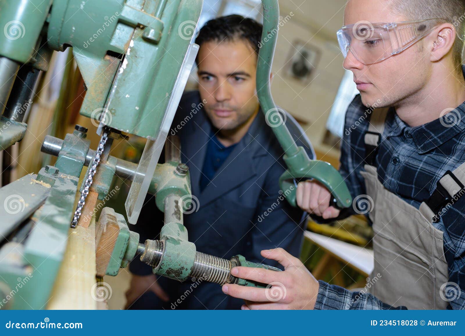 Student Working on Lathe Machine in Workshop Factory Stock Photo ...