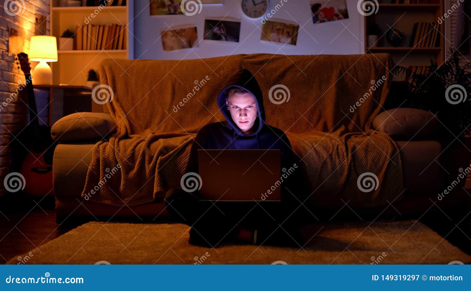 Student Working on Old Laptop, Studying Programming, Hardware ...