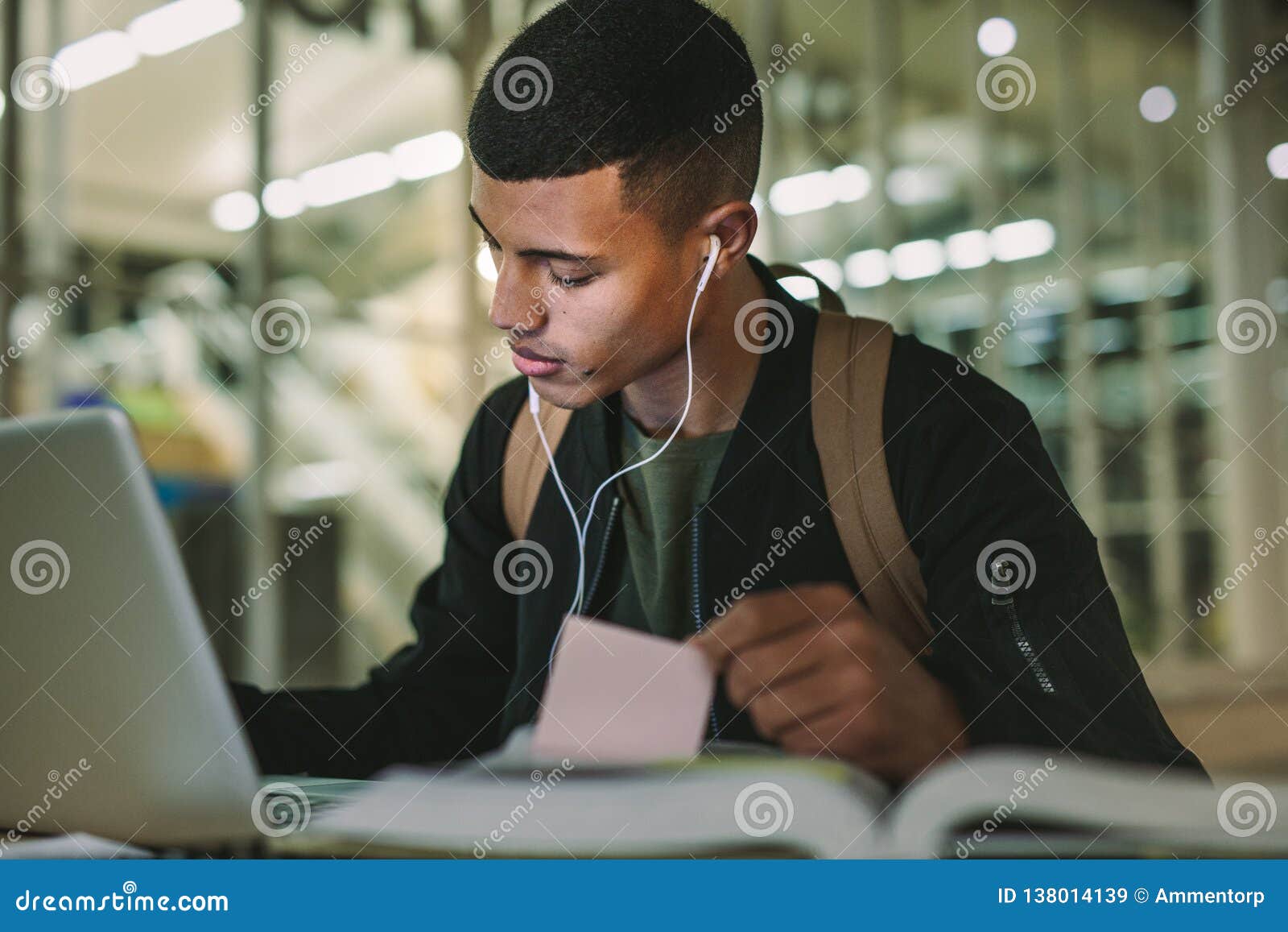 Student Working on School Assignment at College Campus Stock Image ...