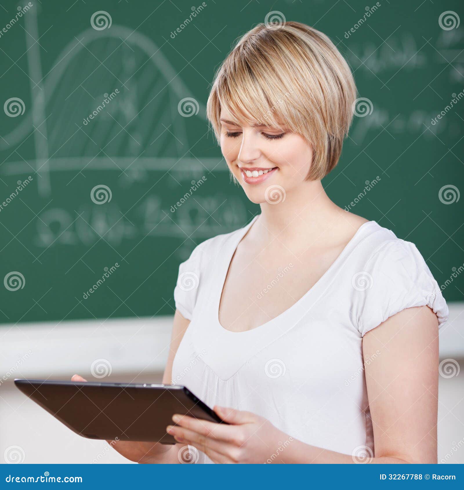 Student Working on a Tablet Computer Stock Photo - Image of green ...