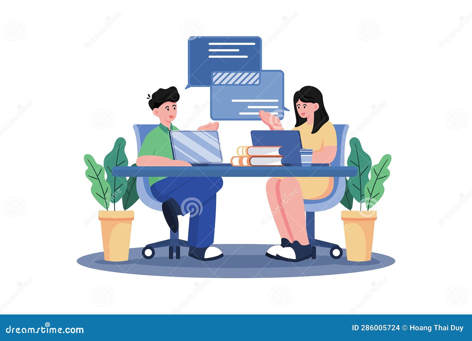 A Student Works on a Group Project with Classmates Stock Illustration ...