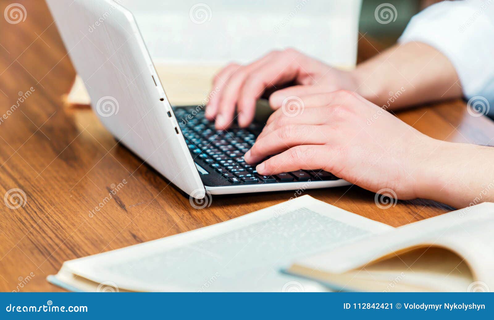 Student Workspace on the Table Stock Image - Image of design, laptop ...