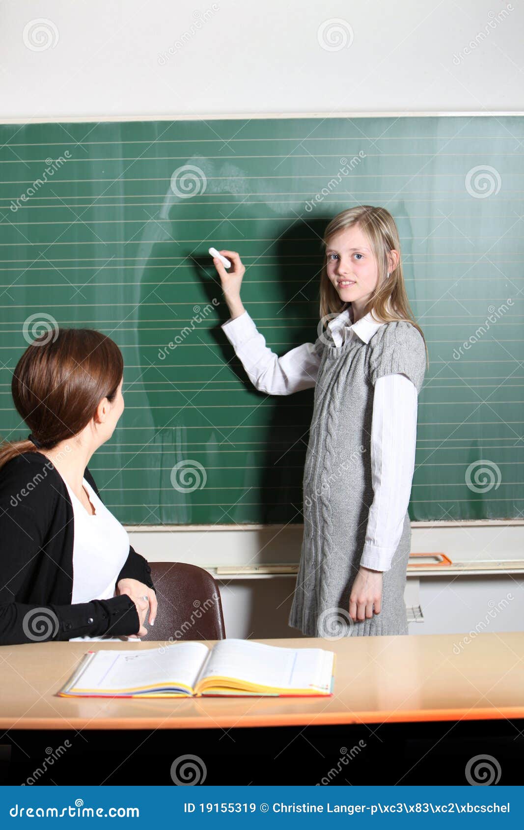 Student Writes on the Blackboard Stock Image - Image of acquire ...
