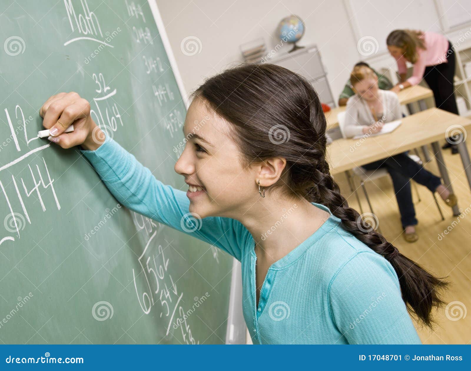Student Writing on Blackboard Stock Image - Image of confident, child ...