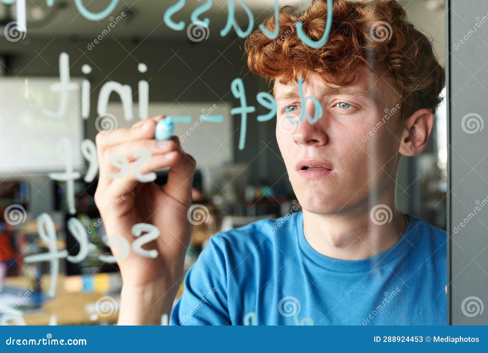 Student Writing on Blackboard at Class Stock Image - Image of ...