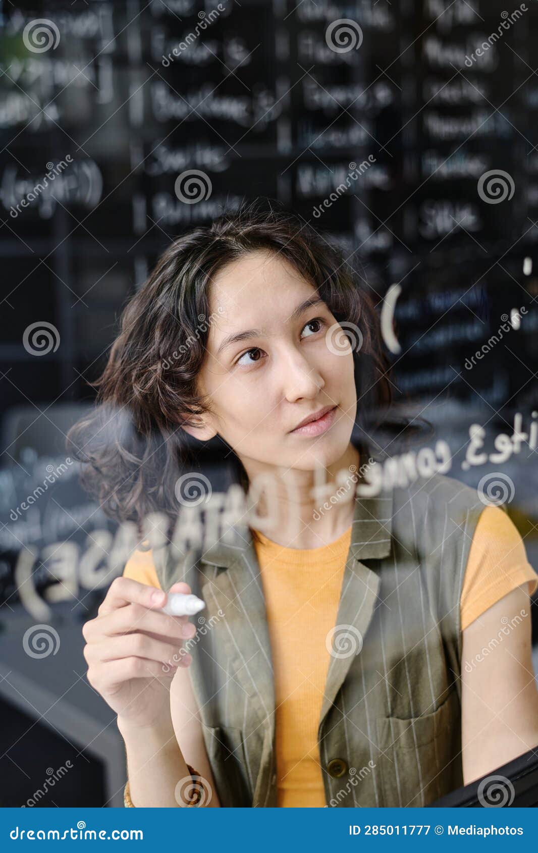 Student Writing on Blackboard at Lesson Stock Image - Image of class ...