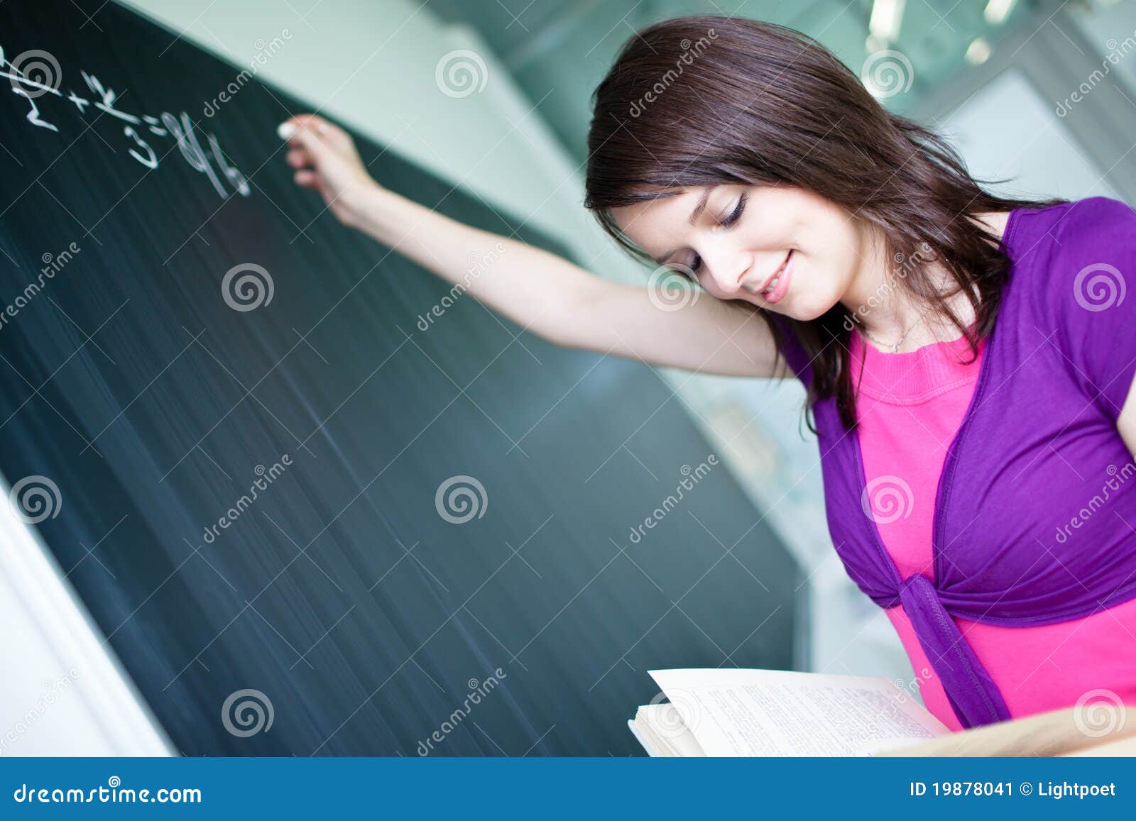 Student Writing on the Chalkboard Stock Image - Image of board ...