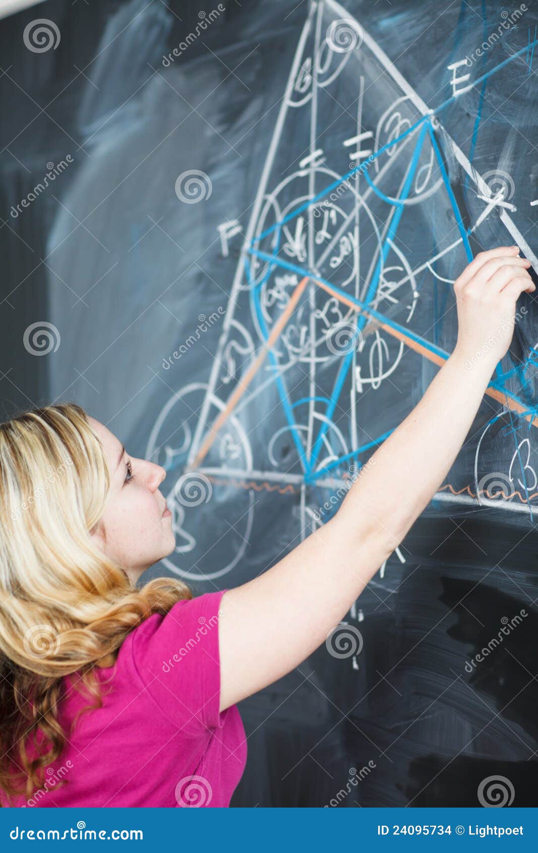 Student Writing on the Chalkboard Stock Photo - Image of math ...